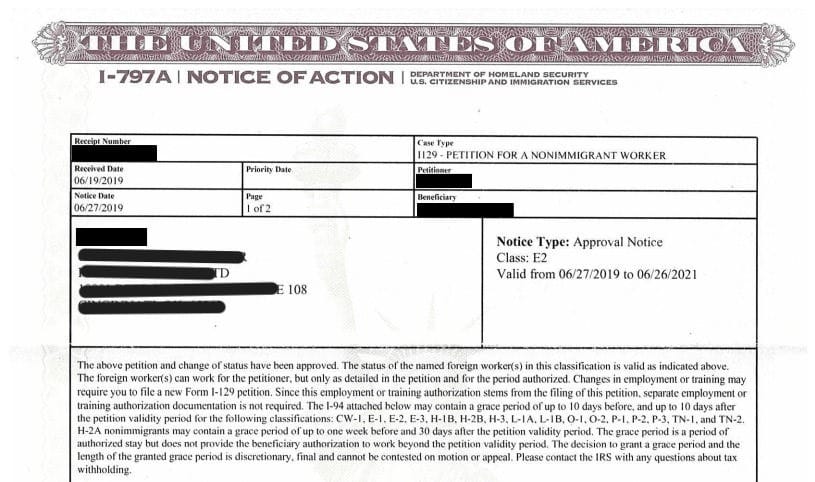 L1 Visa Approval Notice & Photo | USAIS Gallery